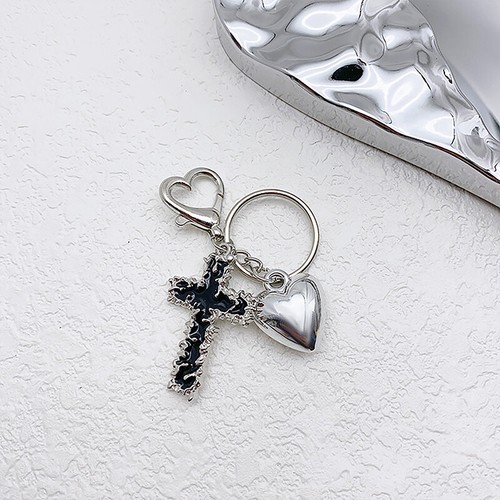 Y2L Love Heart Cross Keyring Vintage Metal Keychain Ins Style Bag ...