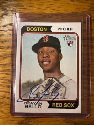 Brayan Bello Auto RC Rookie 2023 Topps Heritage Real One Blue Ink Red ...
