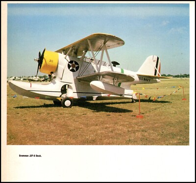 1980 vintage photo of WW2 era GRUMMAN J2F-6 DUCK Amphibious Bi-Plane ...