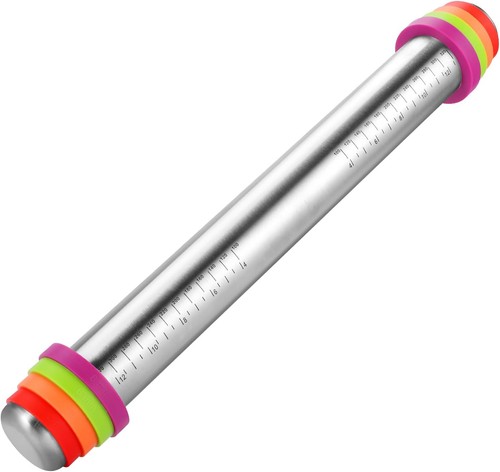 Stainless Steel Rolling Pin with Adjustable Thickness Rings - 4 ...