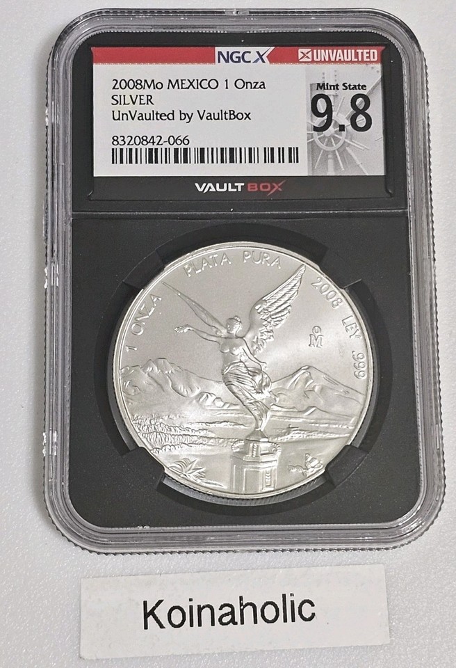 Silver 2008mo Mexico 1 Onza Ngc X Unvaulted 9 8 Libertad Fast Ship