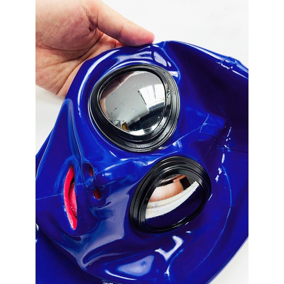 Latex Hood with Eye Glasses Long Nose Tube Teeth Gag Rubber Mask Fetish ...