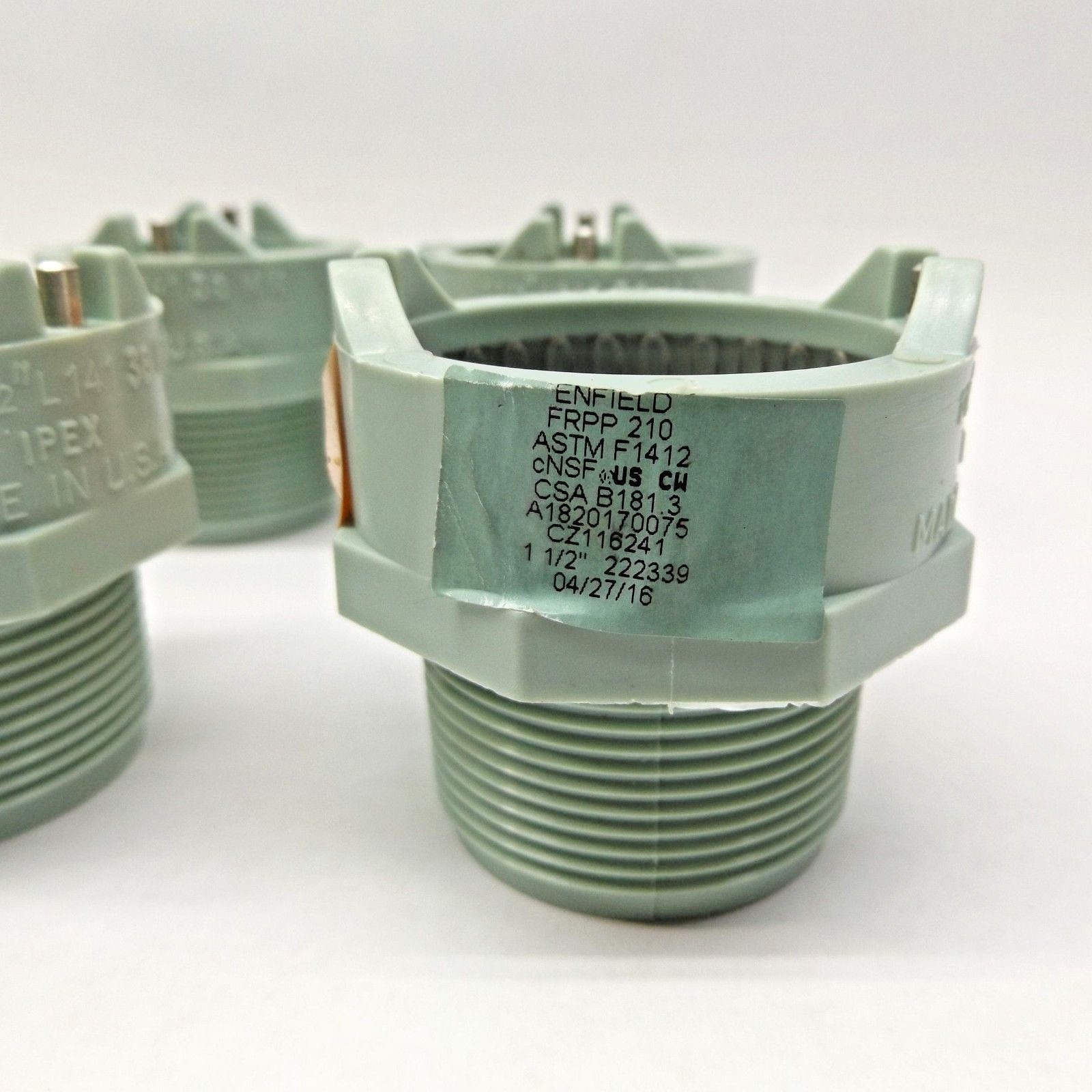LOT OF 6 ENFIELD FRPP210 1-1/2" L141 38 MM THREADED COUPLING ASTM F1412 ...