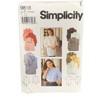 Vintage Simplicity 9818 Sewing Womens Pattern Blouses Size 12 14 16 | eBay