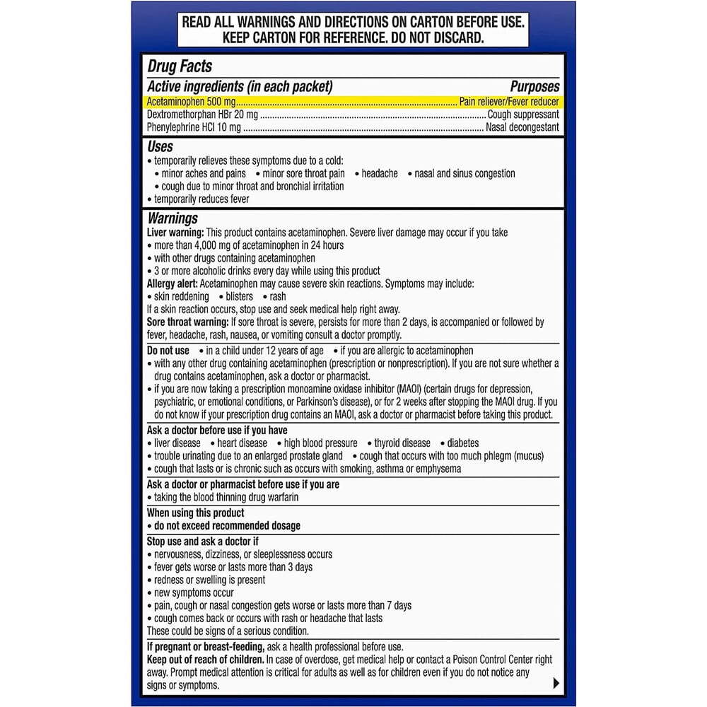 Thera flu Severe Cough Cold Flu Nighttime Powder Green Tea Honey Lemon ...