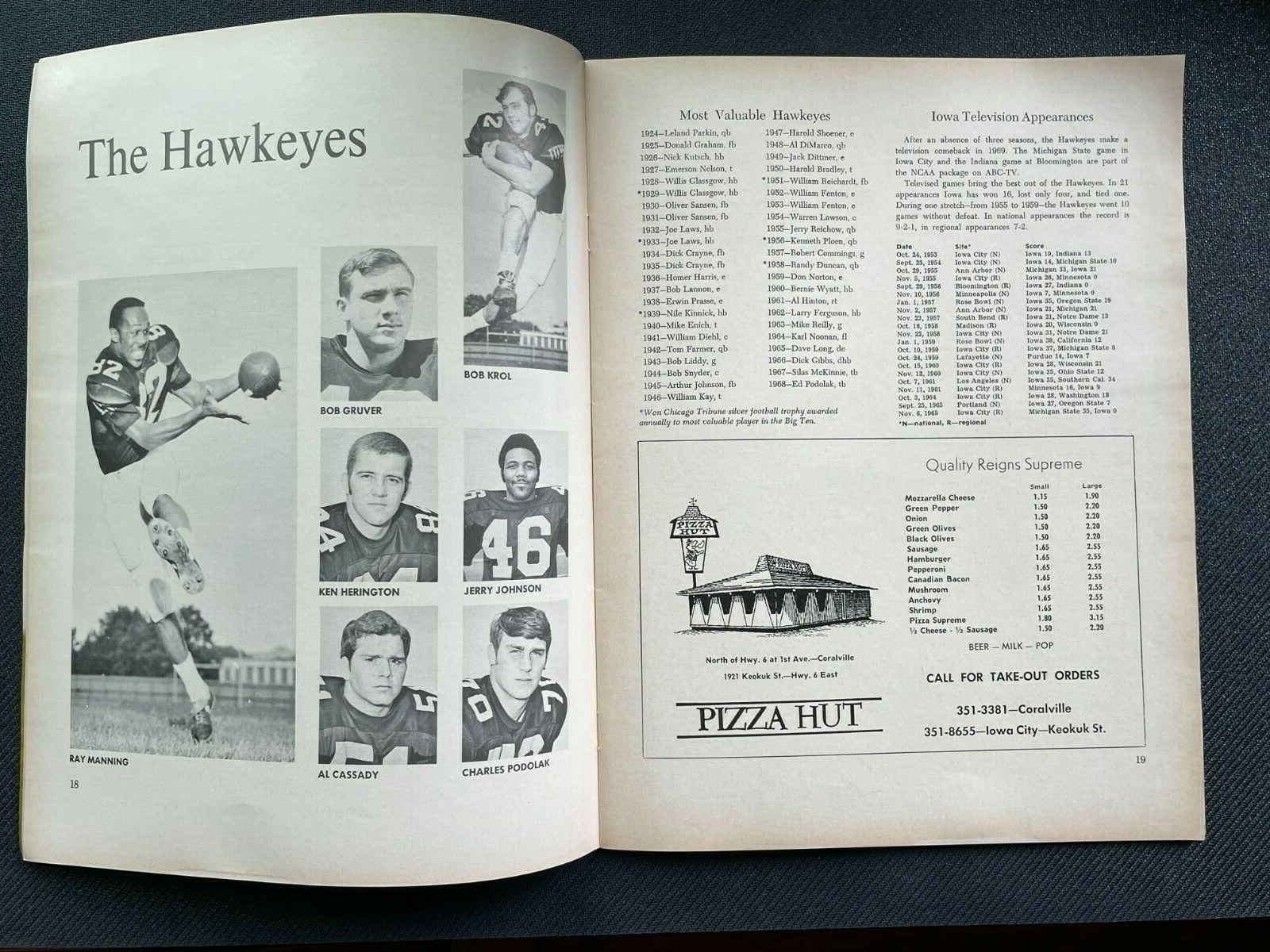 1969 Iowa Hawkeyes vs Minnesota Golden Gophers NCAA College Football ...