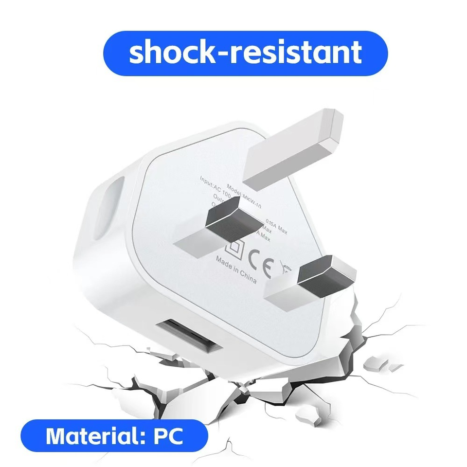 USB Mains 3Pin Plug Adapter 1/2 USB Ports UK Wall Charger For Phones ...