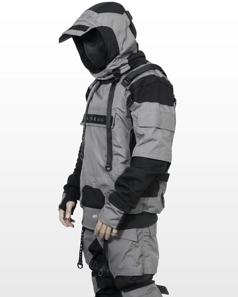 Men's Techwear Gray Jacket Vest fleece Pullover Hoodie TAC-BHV.02/GREY ...