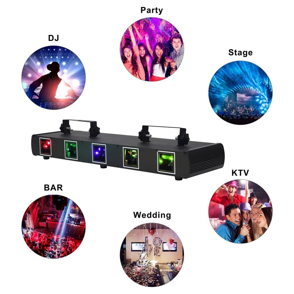5 Lens 5 Beam RGBYC Party DJ Laser Stage Light Projector DMX Disco Show Light | eBay