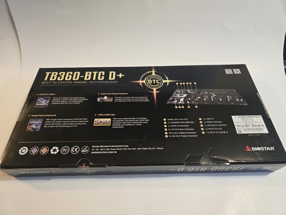 BIOSTAR TB360-BTC D+ LGA1151 Riserless 8 GPU Mining Motherboard | Brand ...