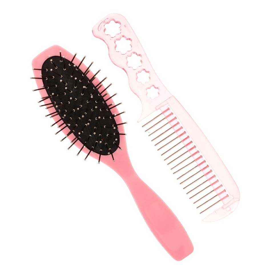 1 Set Paddle Brush Steel Comb Detangling Hair Comb Portable Smoothing ...