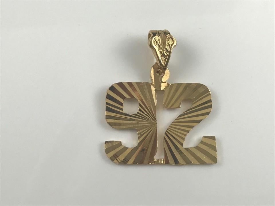 Gold Number 90-00 Pendant Large Diamond-Cut 24k Gold Plated Jersey ...