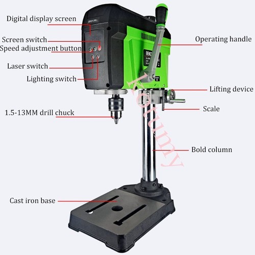 Small 220v Digital Display Bench Drill Press Milling Machine Industrial ...