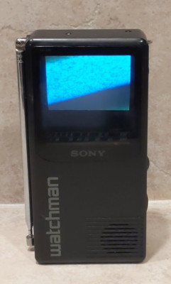 Vintage Sony Watchman FD-230 Portable Handheld Black White Television ...