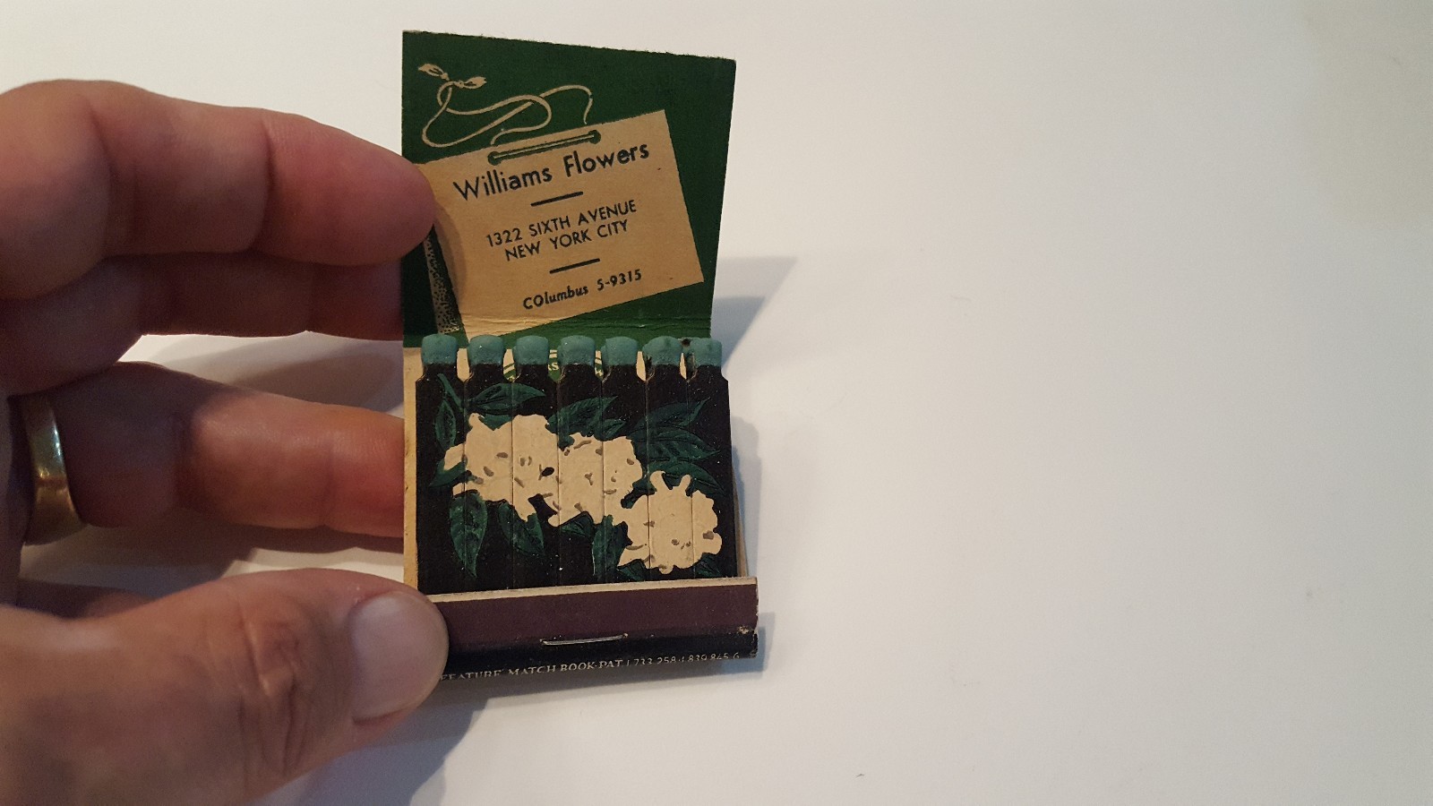 Matchbook Williams flowers New York Feature Rose Gardenia? NICE FULL T ...