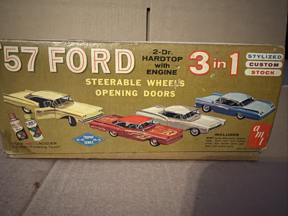 VINTAGE AMT 57 FORD 3 IN 1 T-157-200 PLASTIC MODEL KIT GEORGE BARRIS ...
