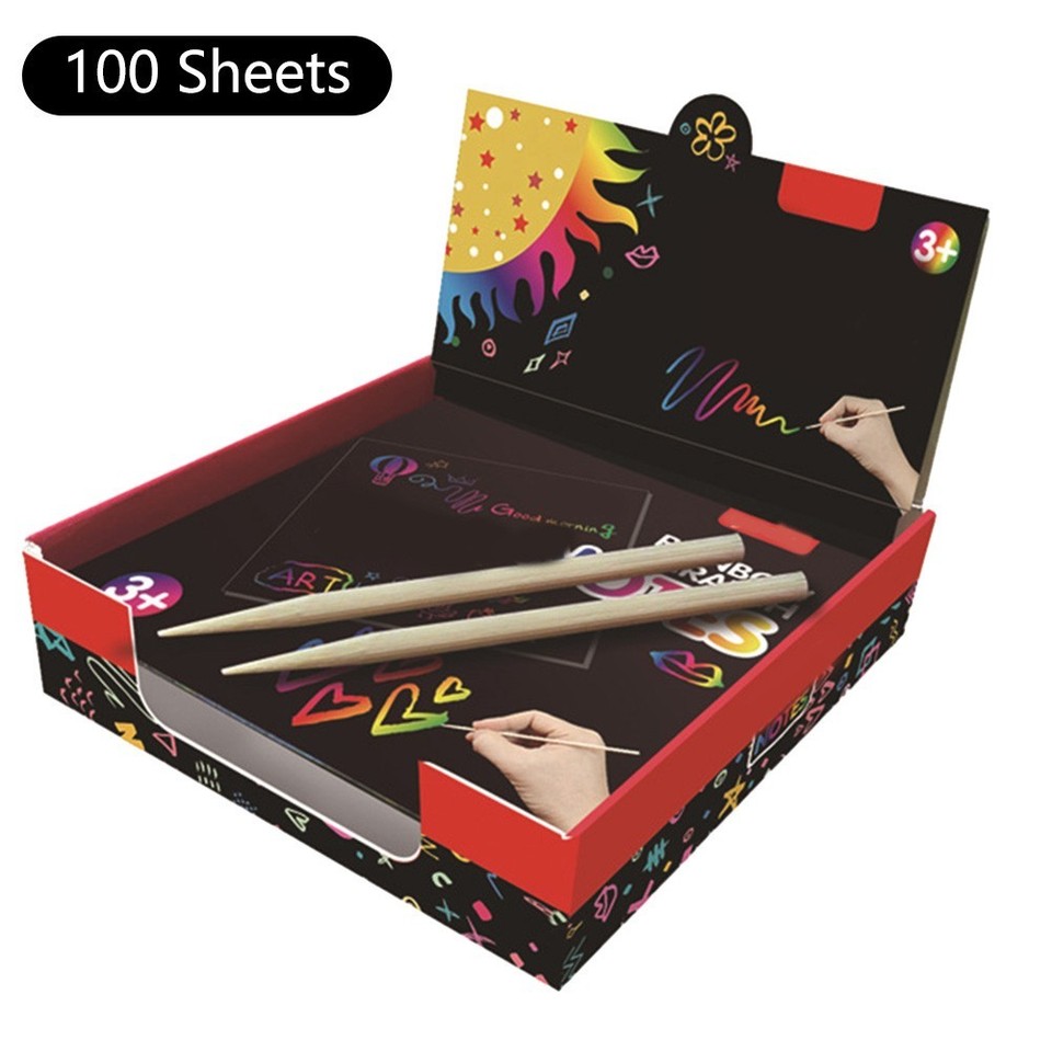Fun Crafting with 100 Scratch Off Papers and Accessories for Creativity ...