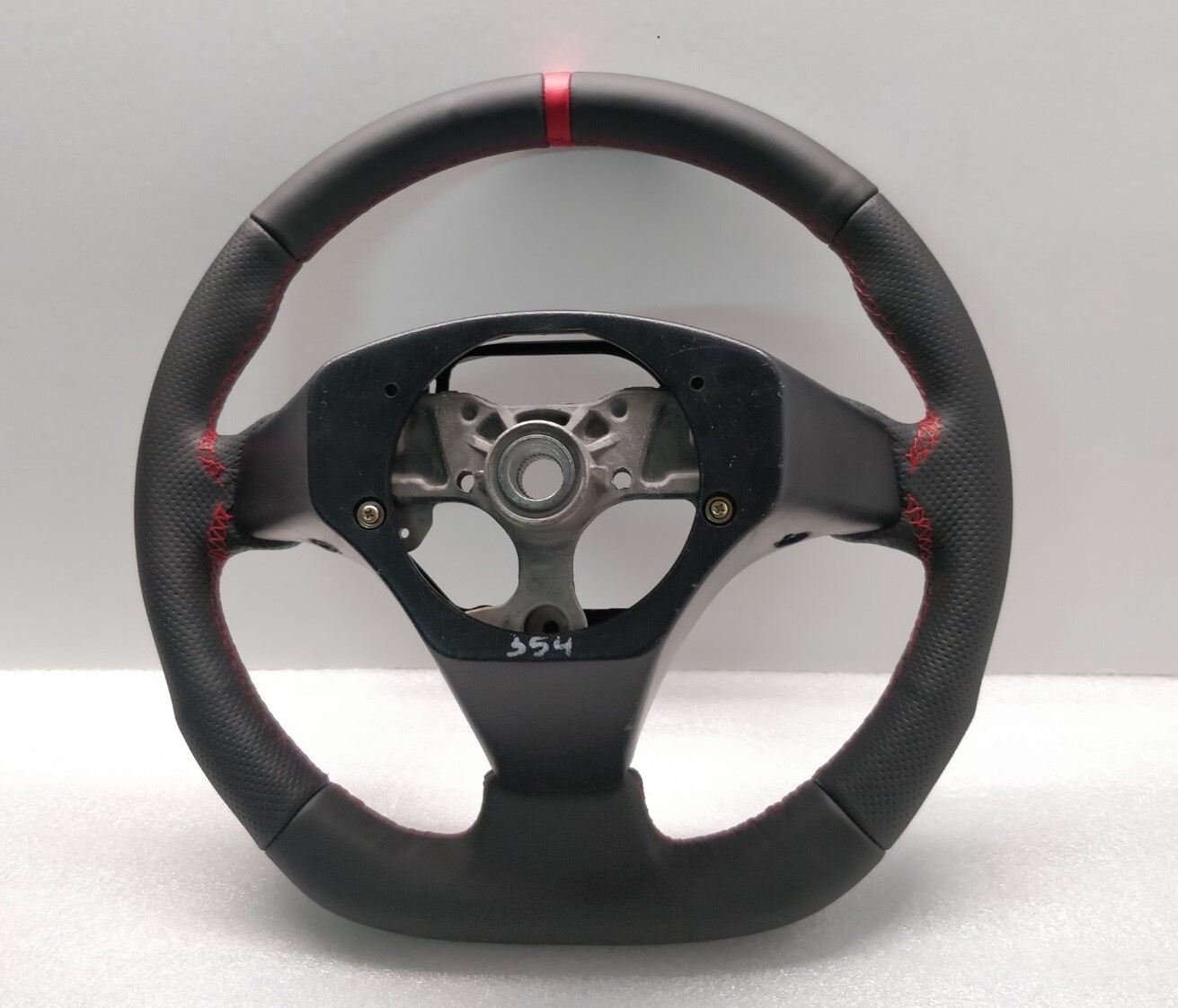 TOYOTA CELICA MR2 STEERING WHEEL FLAT BOTTOM NEW LEATHER CUSTOM RED ...