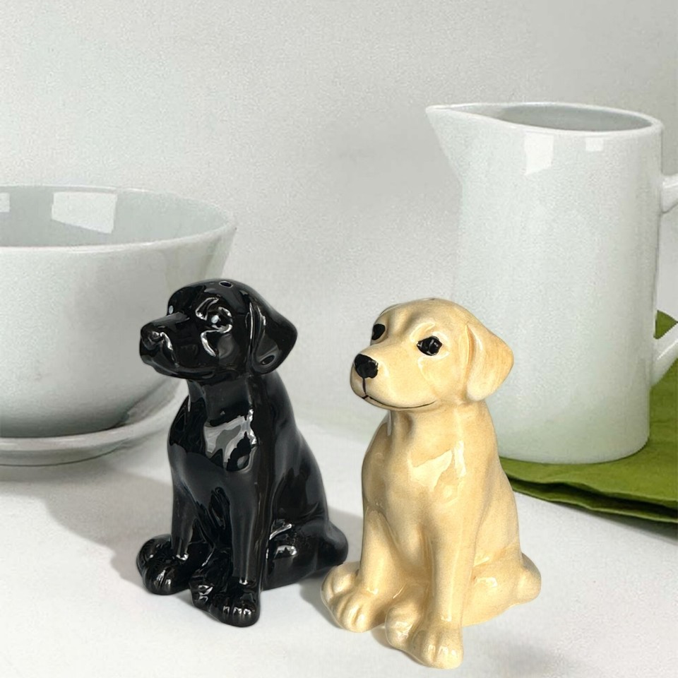 Labrador Salt & Pepper ceramic shaker set Black and Golden Lab Dog ...