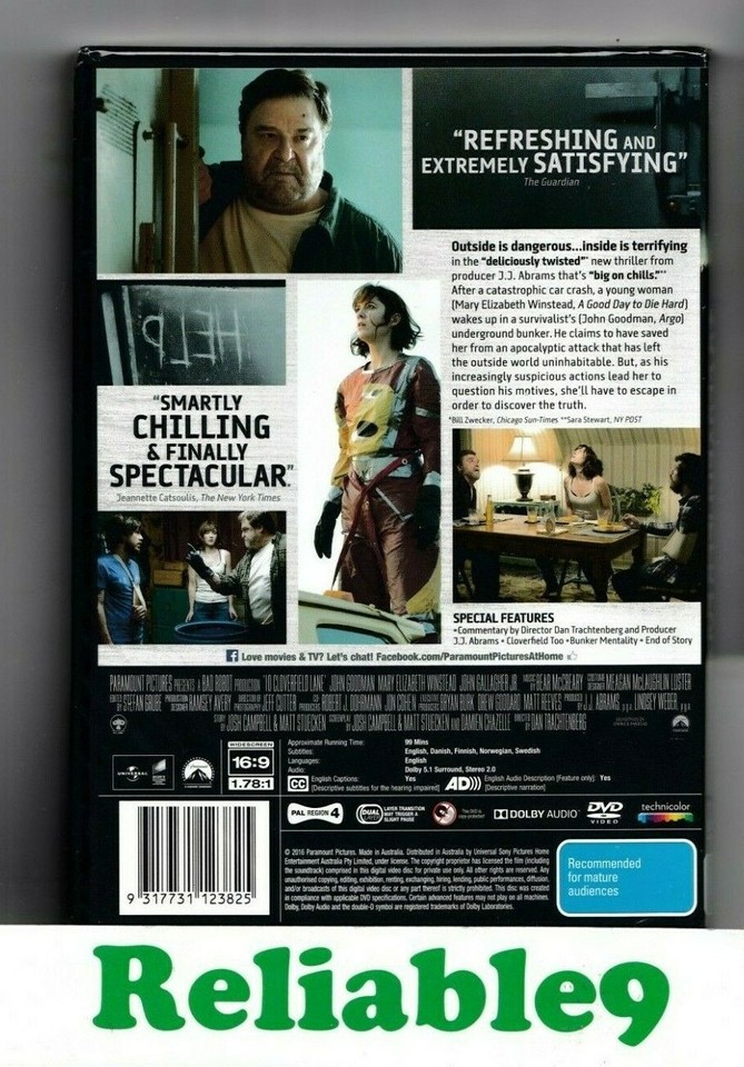 10 cloverfield lane DVD+Special features Sealed Region4-1991 Paramount ...