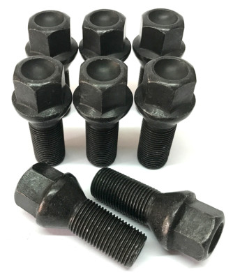 M14 x 1.25 thread Taper seat 17mm hex alloy wheel bolts Black O.E style ...