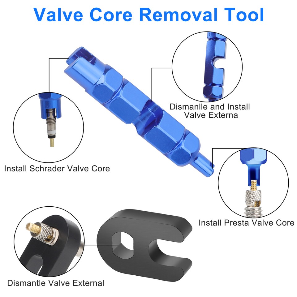 Presta Schrader Valve Core Kit w/ Bike Valve Core Quickly Dismantle ...