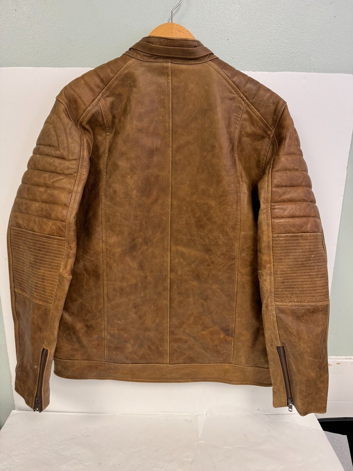 Buffalo Jackson Cafe Racer Leather JACKET L PROTO Brown 100% Sheepskin ...