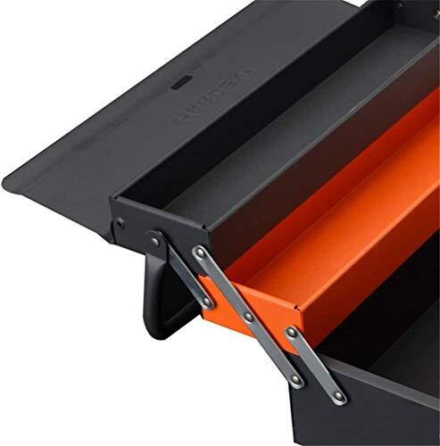 Edward Tools Portable Metal Tool Box with 3 Level Fold Out Black, Red ...