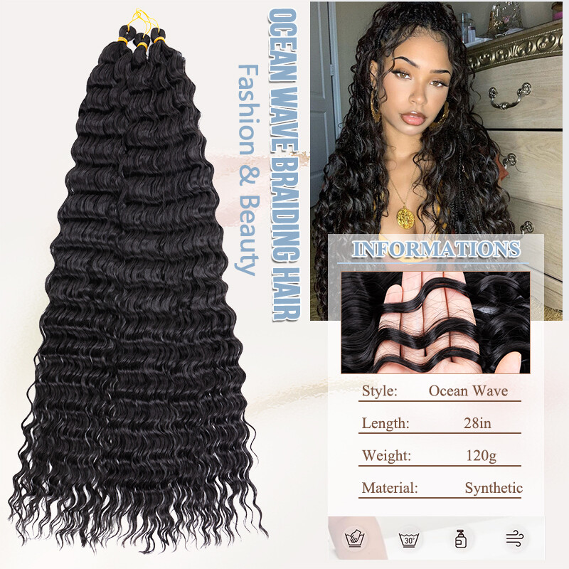 Deep Wave Braids Hair Afro Ocean Curls Boho Crochet Braiding Hair ...