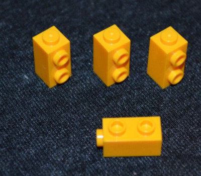 (4) 1x1x2 Bright Light Orange Brick w/ 2 Pegs on 1 Side SNOT Bricks ...