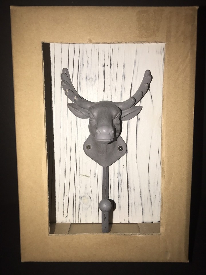 Melannco 1-Hook Wood & Cast Iron Moose Coat Rack, 8-Inch-by-5.5" Inch ...