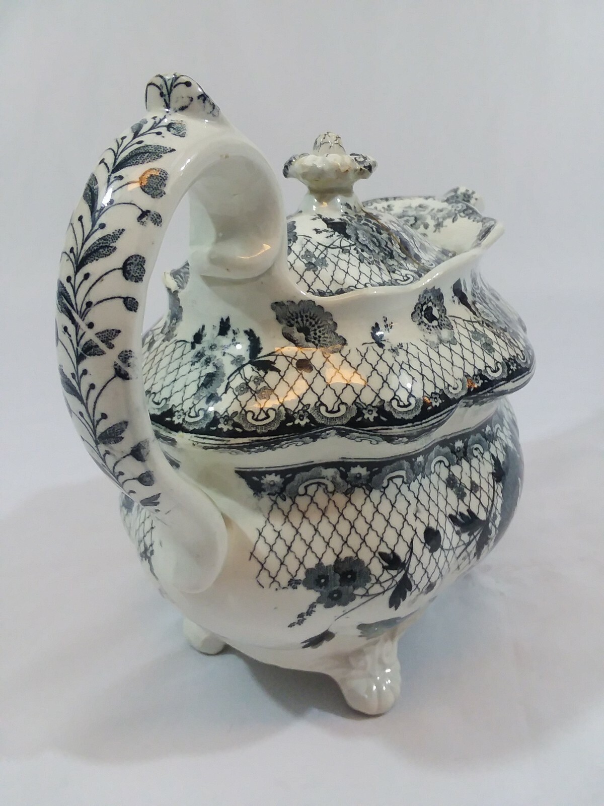Early T Mayer Mogul Scenery Black Transferware Teapot w/ Impression ID ...