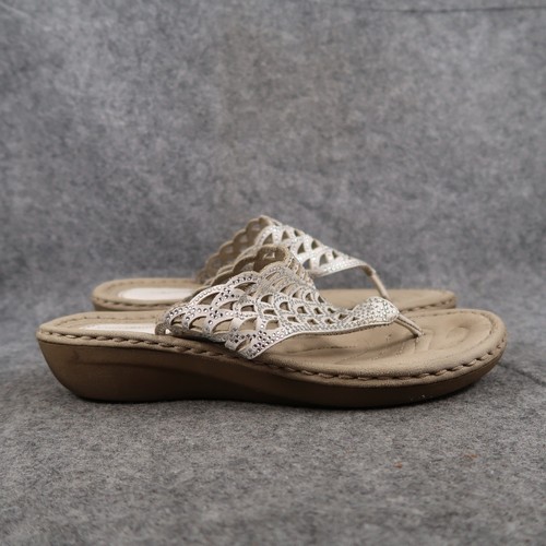 Croft & Barrow Shoes Womens 8.5 Sandals Wedge Flip Flop Slip On Laser ...