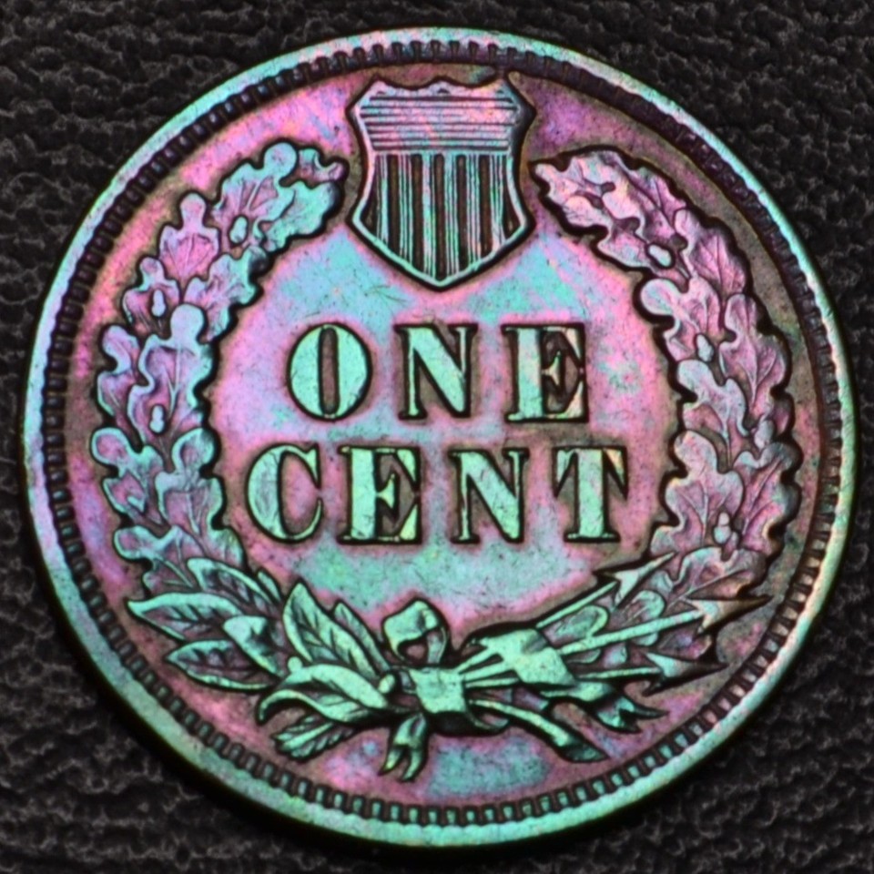 1901 Indian Head One 1 Cent Rainbow Toning *Clear "LIBERTY" & Diamonds ...