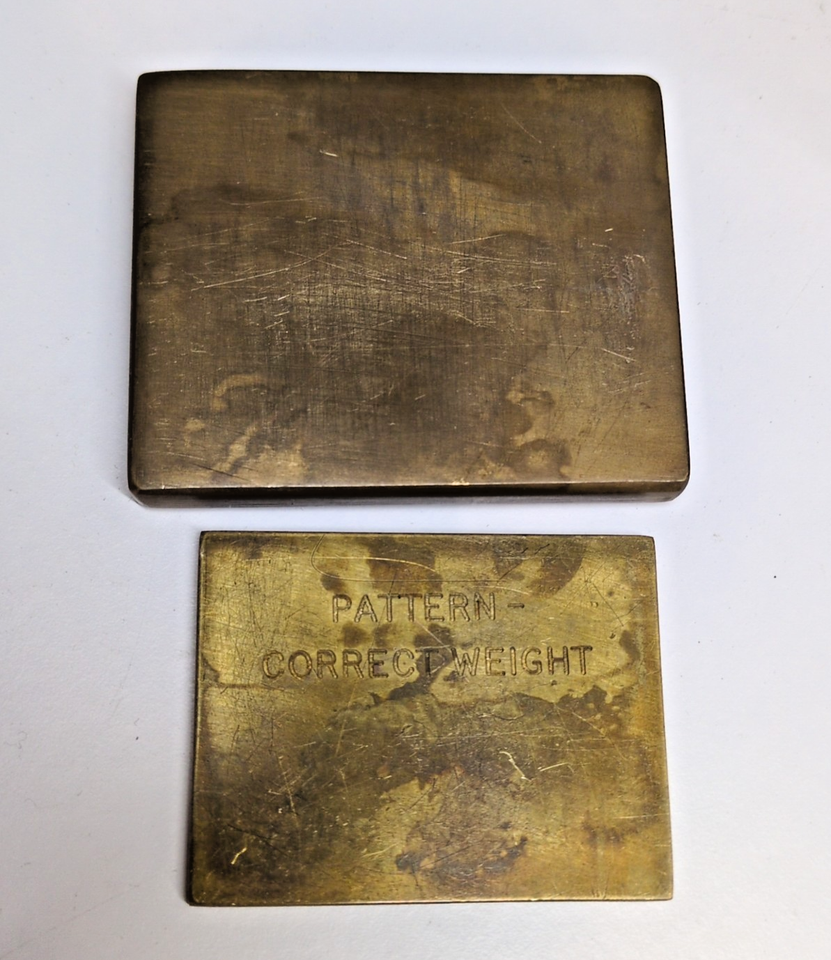 ANTIQUE BRASS 50 & 10 SOVEREIGN COIN WEIGHTS GOLD SCALE BALANCE TRADE ...