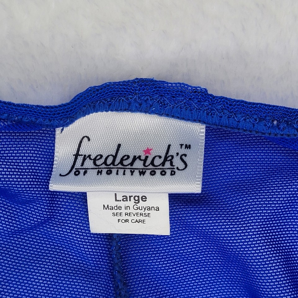 Vtg Fredericks Of Hollywood Sz L Blue Sexy Sheer Mesh Chemise Lingerie ...
