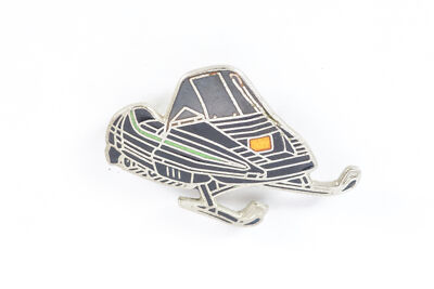 Snow Mobile Enameled Lapel Pin, Vintage Black Snow Machine Pin Silver ...