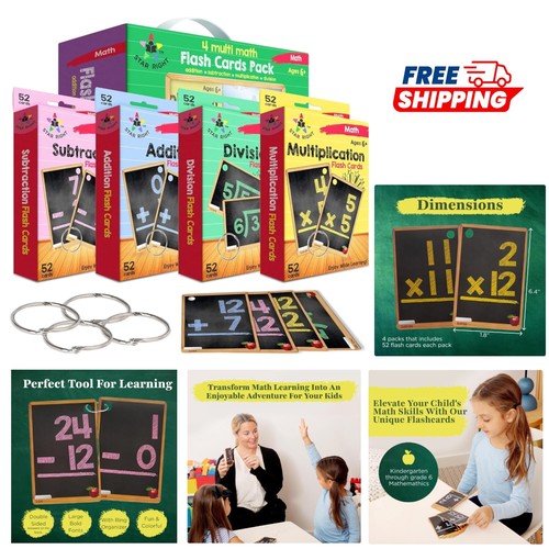 Math Flash Cards Set - Metal - 208 Count - Addition, Subtraction ...