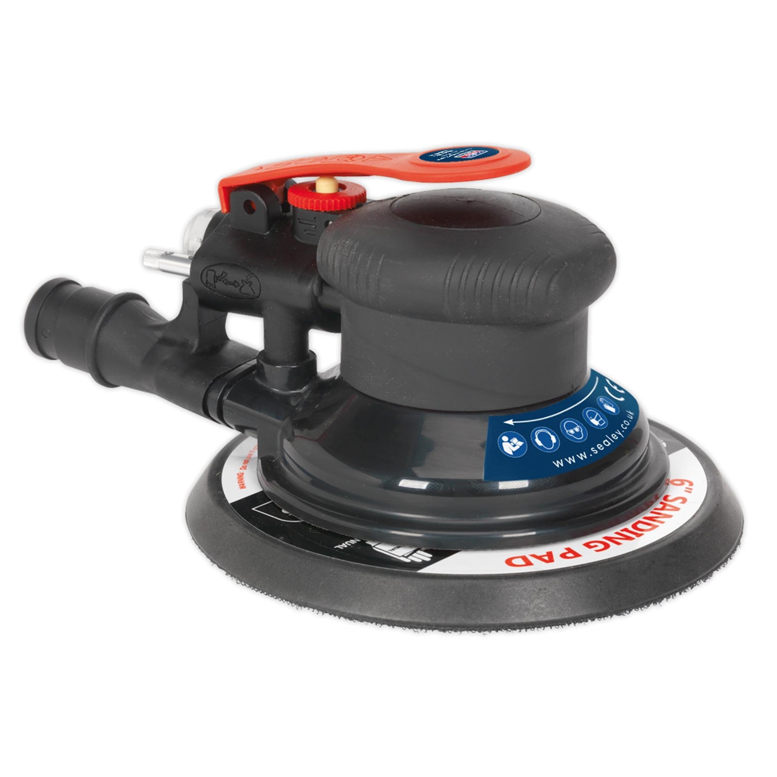 Sealey Air Palm Orbital Sander 150mm Adjustable Air Regulator Dust Free ...