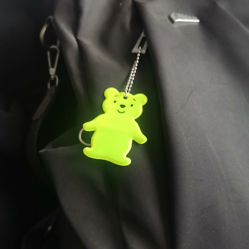 Cute Bear Reflector Reflective keychain PVC Car Keyrings Charms Bag ...