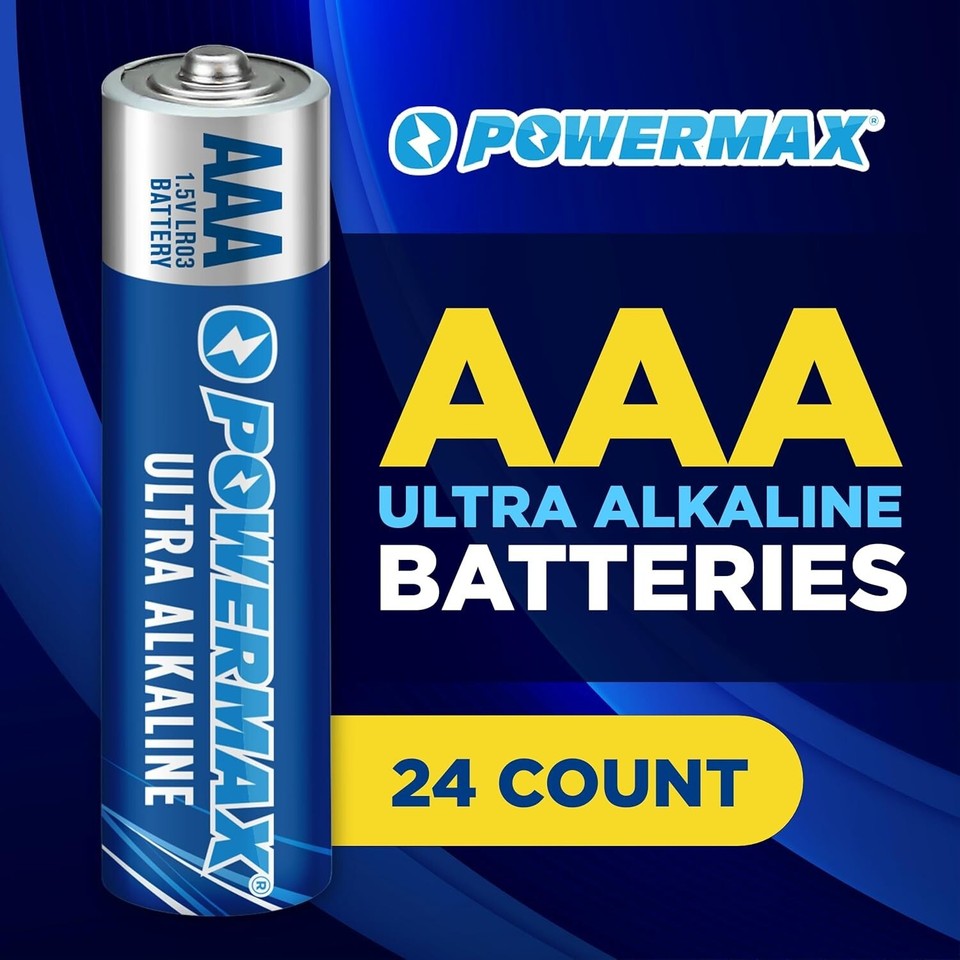 Powermax 24-Count AAA Batteries, Ultra Long Lasting Alkaline Battery ...