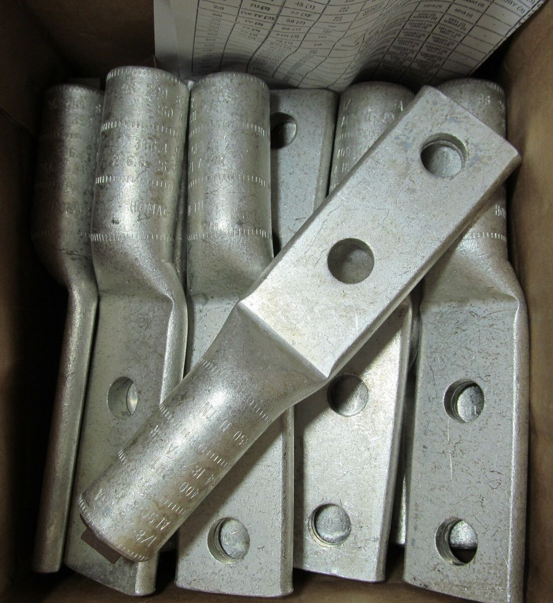 25 THOMAS BETTS HOMAC AL 350 NTN ALUMINUM COMPRESSION LUGS 2-HOLE 1/2 ...