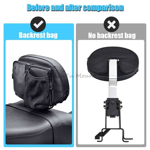 PU Leather Black Motorcycle Rider Backrest Organizer Bag Universal For ...