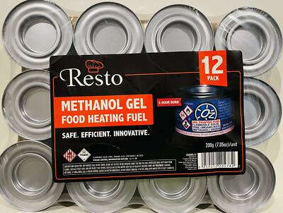 12 Pack Resto Methanol Gel Food Heating Chafing Dish Fuel 3 Hour Burn ...