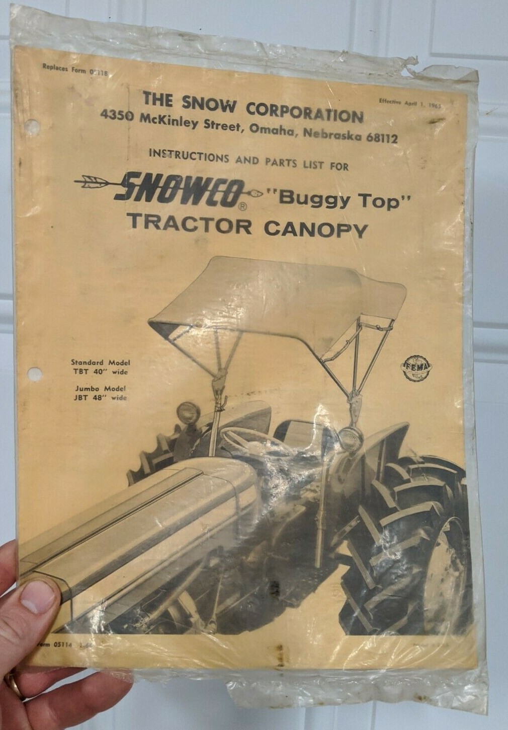 Snowco Buggy Top Tractor Canopy Manual 1966 Snow Corporation Primitive ...