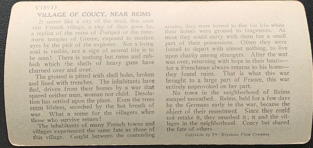 RUINED VILLAGE OF COUCY NEAR REIMS FRANCE WW1 KEYSTONE STEREOVIEW W91 ...