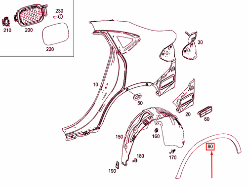 NEW MERCEDES-BENZ GLC X253 REAR LEFT FENDER MOLDING A2538808703 NO DUTY ...
