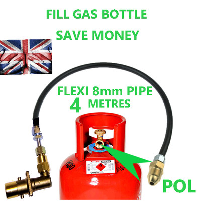 4 metres flexi pipe UK propane lpg gas bottles cylinders refill set ...