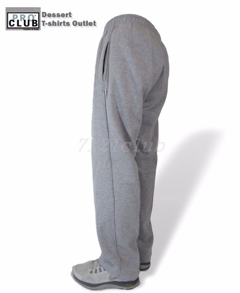 PRO CLUB Men's Sweatpants Fleece Jogger Pants Standard Fit Open Bottom ...