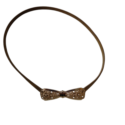 Metal Snake Gold Tone Cinch Bow Closure Stretch Retro Skinny Belt | eBay